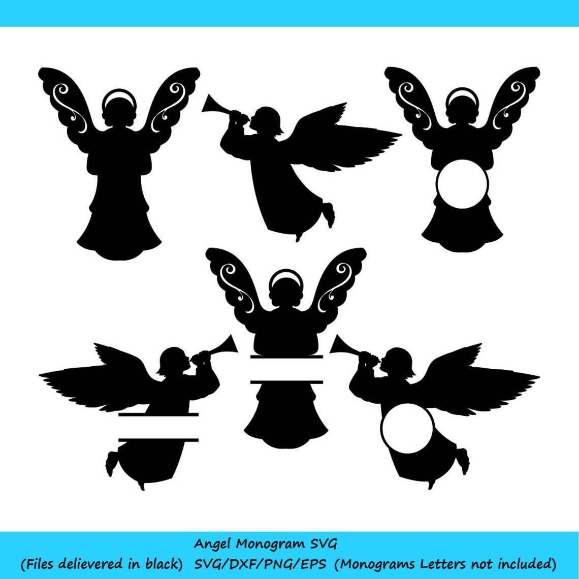 ANGEL SVG File Christmas Angel Svg Angel Monogram Svg - Etsy