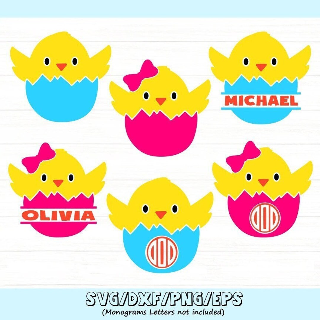 Easter Chick Monogram Svg, Easter Svg, Kids Easter Svg, Easter Egg Svg ...