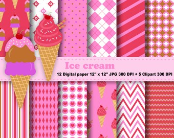 SALE Ice Cream Digital Paper Clipart : ice Cream - Etsy