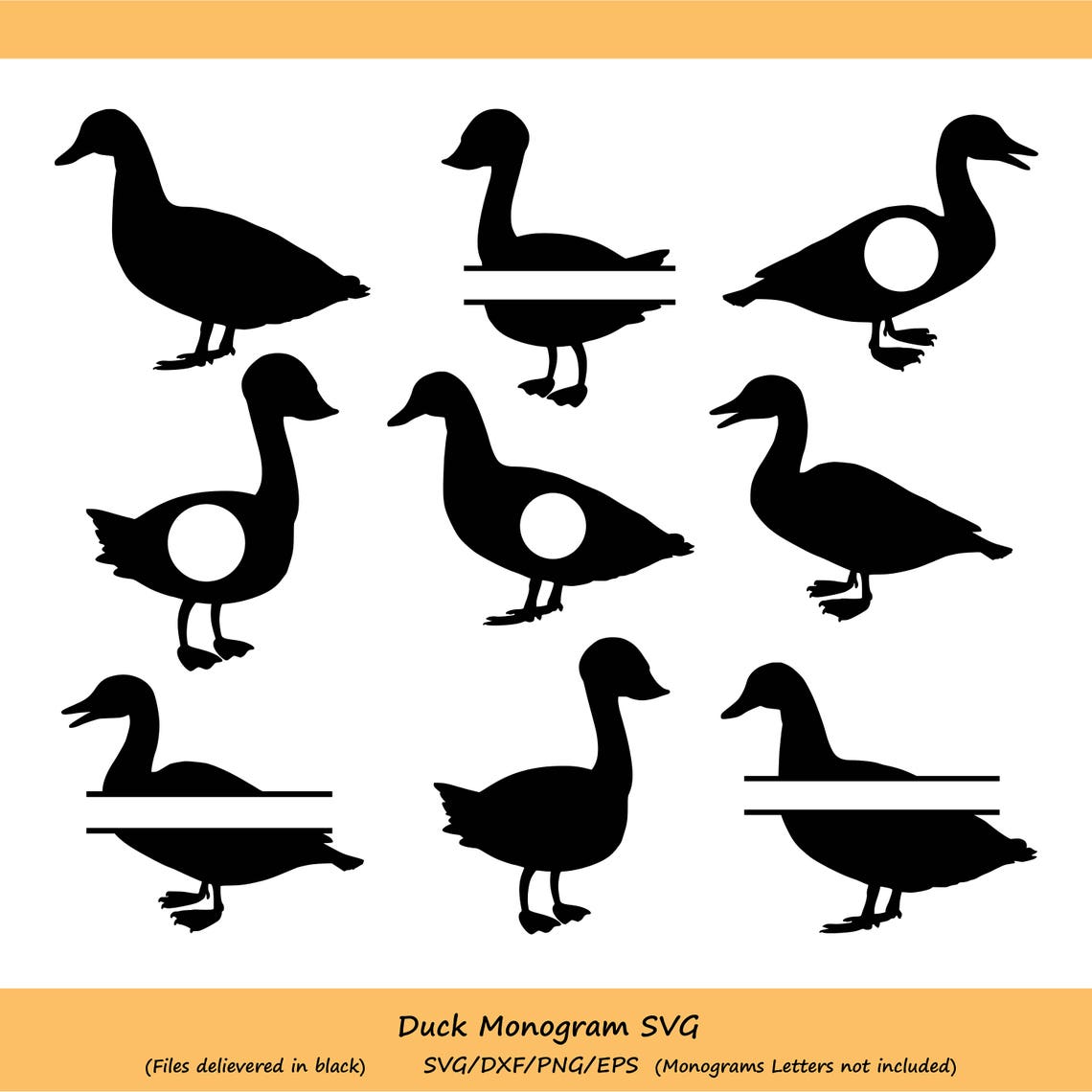 Duck Svg Cut File Duck Monogram Frames Duck Clipart Duck | Etsy