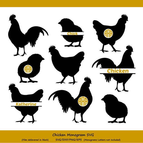 Chicken SVG Chicken Monogram Svg Rooster Svg Hen Svg | Etsy