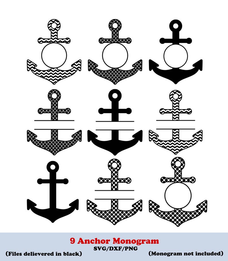 Anchor SVG Anchor Monogram SVG Monogram Frames Cut Files | Etsy