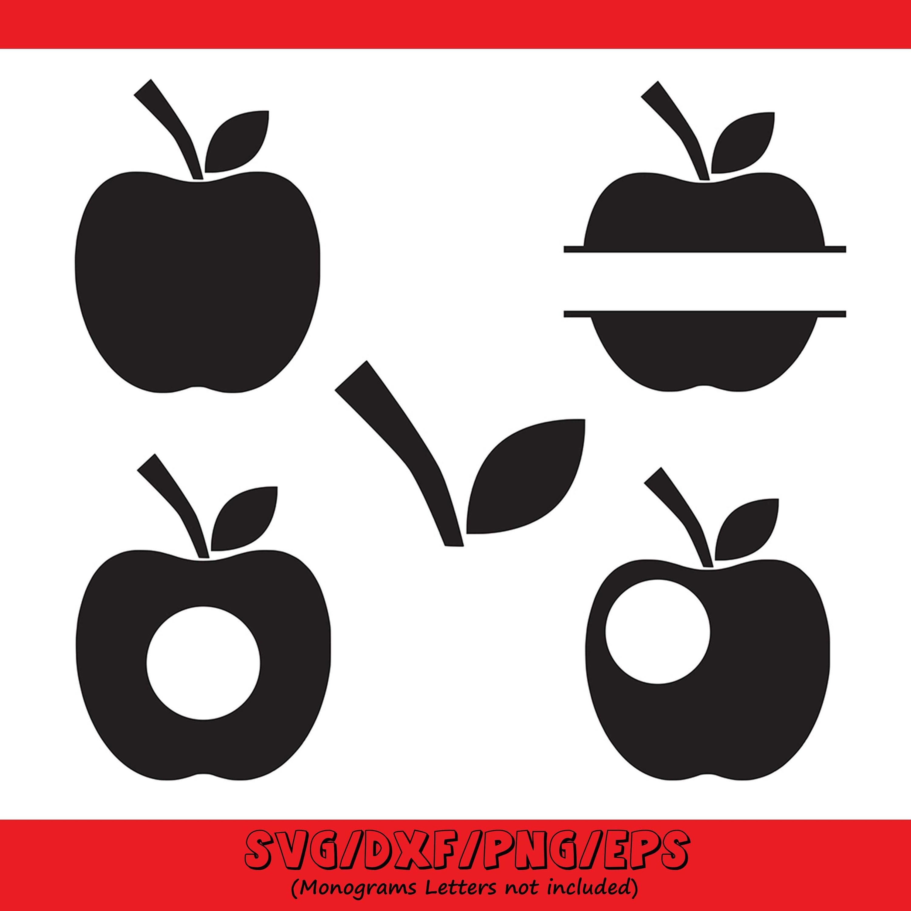 Apple SVG Monogram Apple SVG Frames PNG Eps Dxf Circle - Etsy