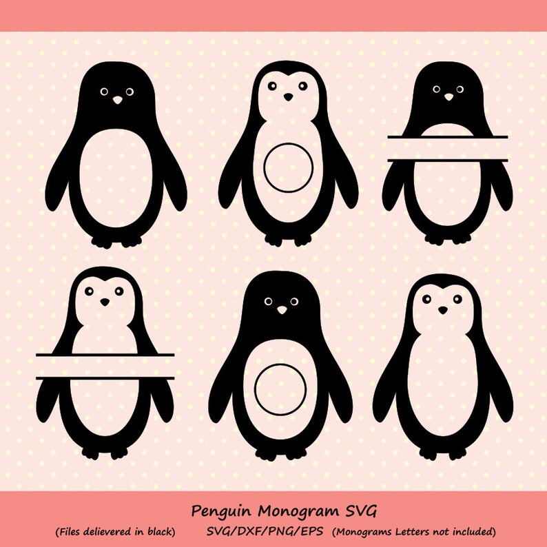 Penguin SVG Files Penguin Monogram SVG Penguin Cutting - Etsy