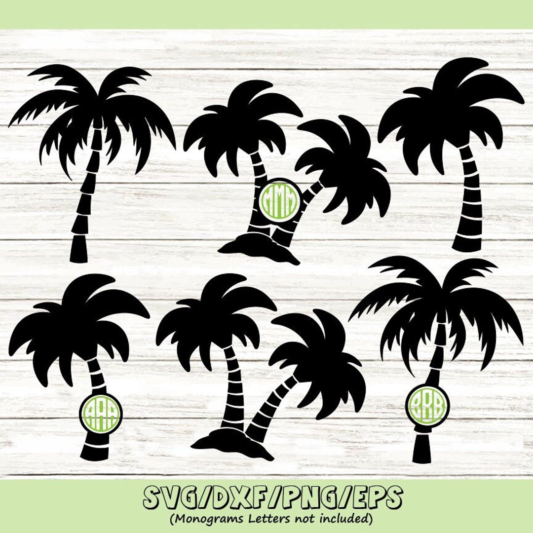Palm Tree Monogram Svg, Palm Tree Silhouette Svg, Beach Monogram Svg ...