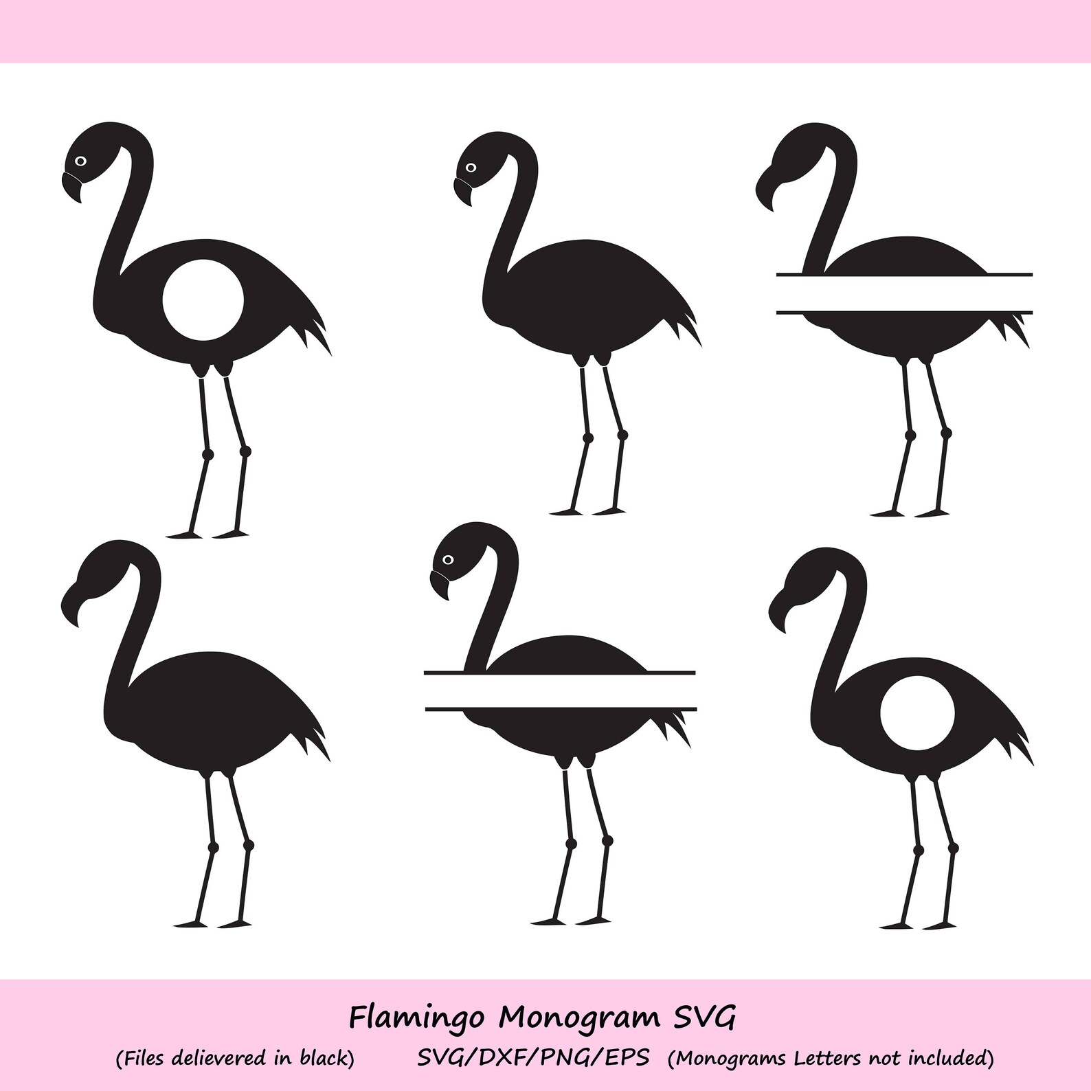 Flamingo SVG Flamingo Monogram SVG Flamingo Cut File Pink | Etsy
