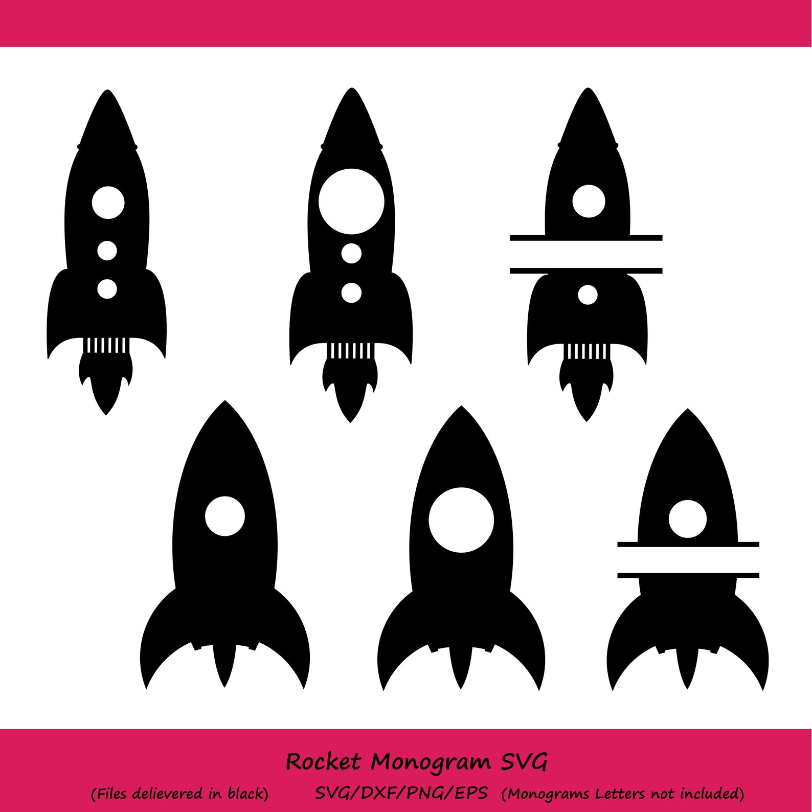 Rocket Svg, Rocket Monogram Frames, Rocket Clipart, Rocket Silhouette ...