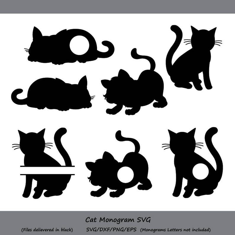 Katze SVG schneiden Dateien Katze Monogramm Svg Kitty Svg - Etsy.de