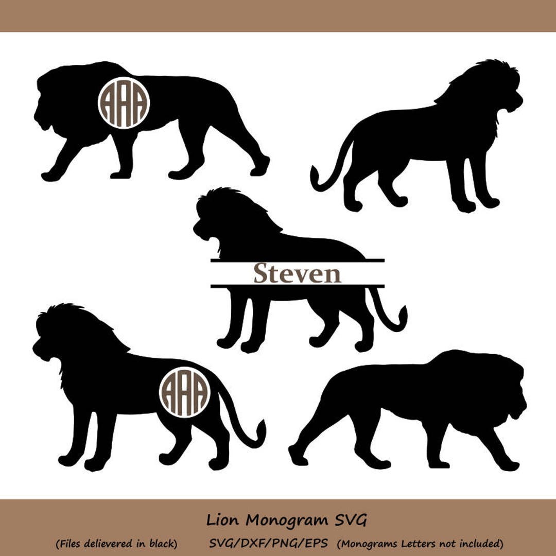 Lion SVG, Lion Monogram Svg, Lion Cut File, Animal Svg, Lion Silhouette ...
