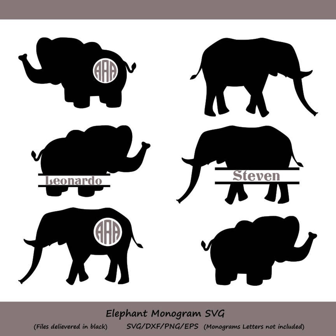 Elephant Svg Monogram, Elephant Svg File, Elephant Svg, Elephant Cut ...