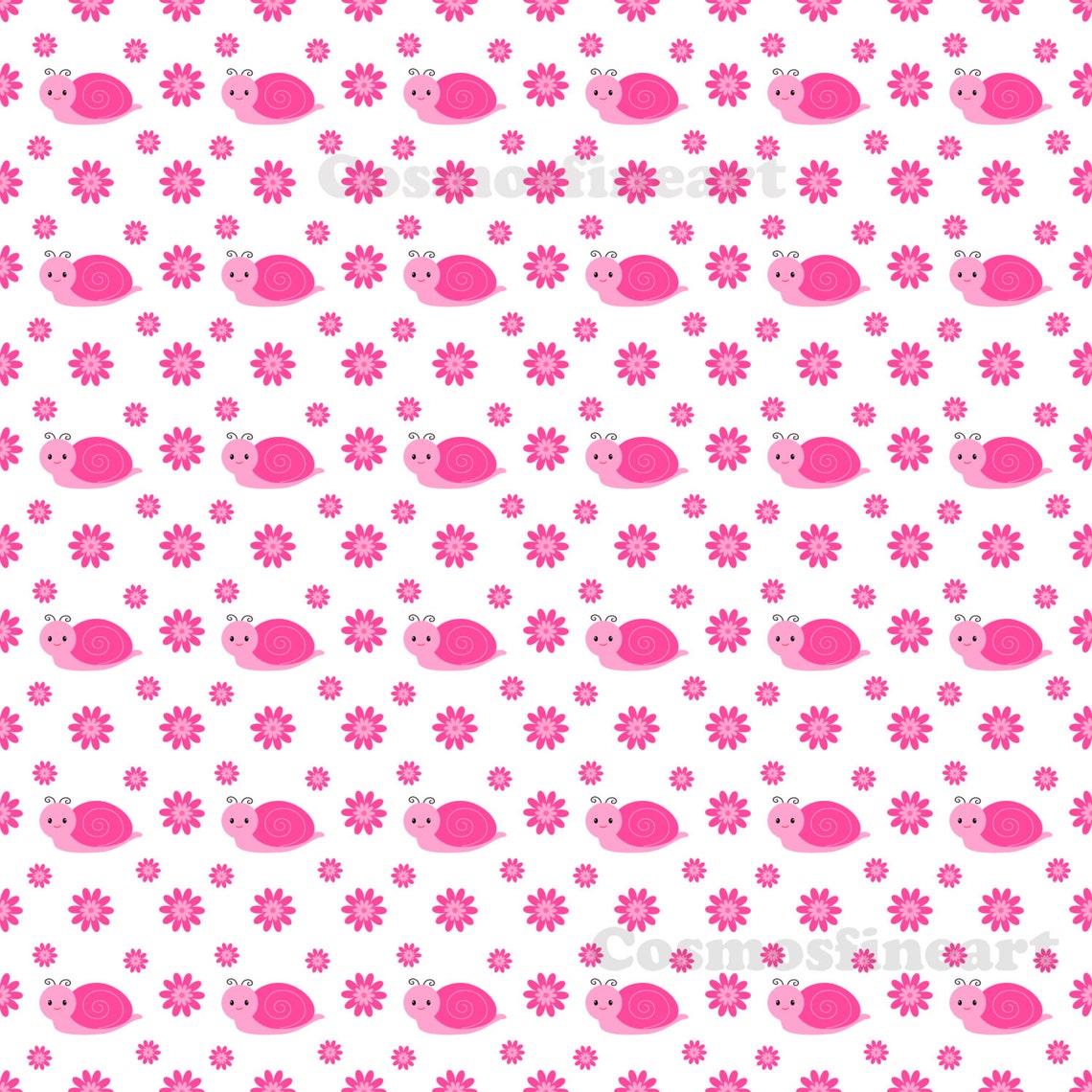 Snail Digital Paper Snail Clipart Flowers Polka Dot - Etsy