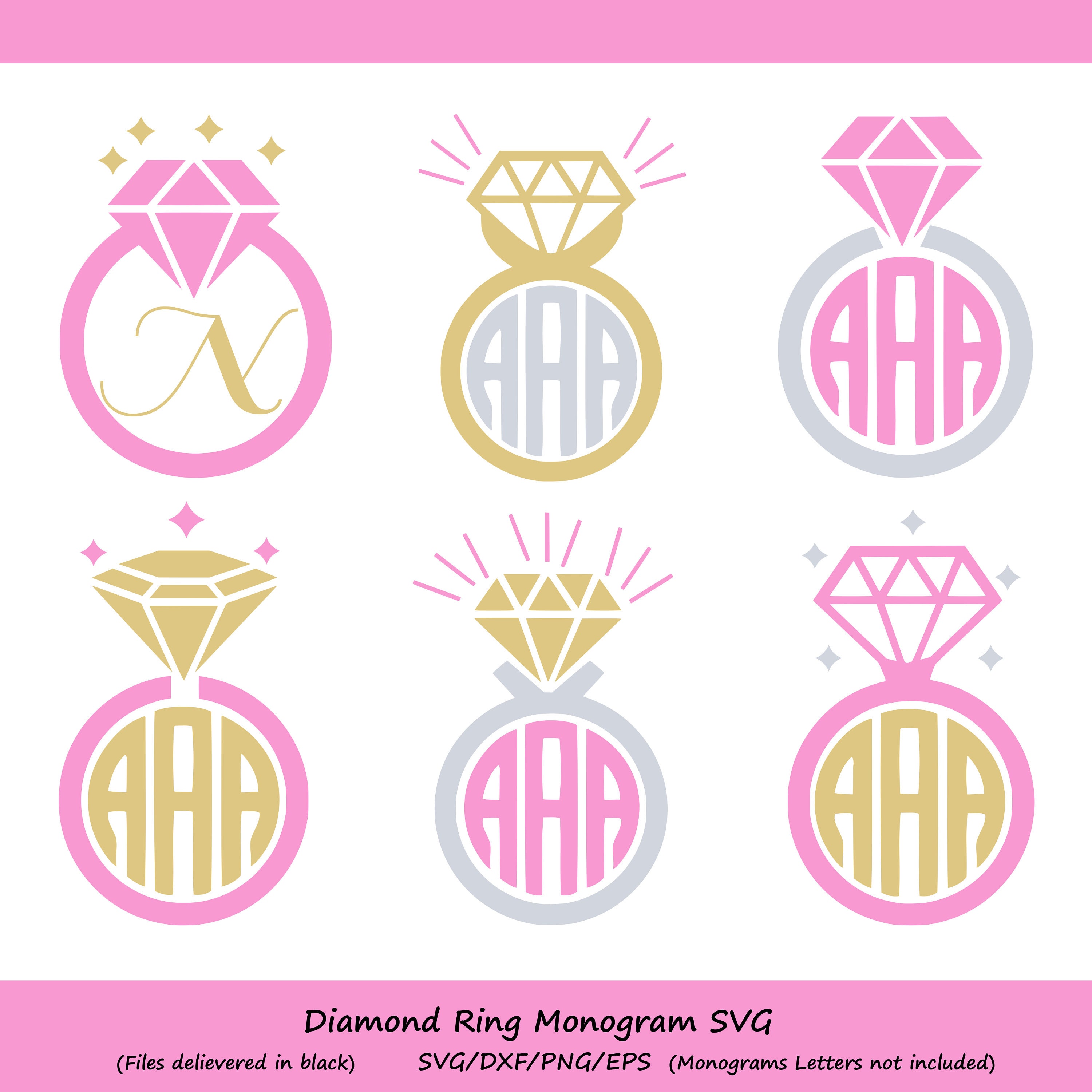 Diamond Ring Svg Diamond Monogram Frame diamond svg Svg | Etsy