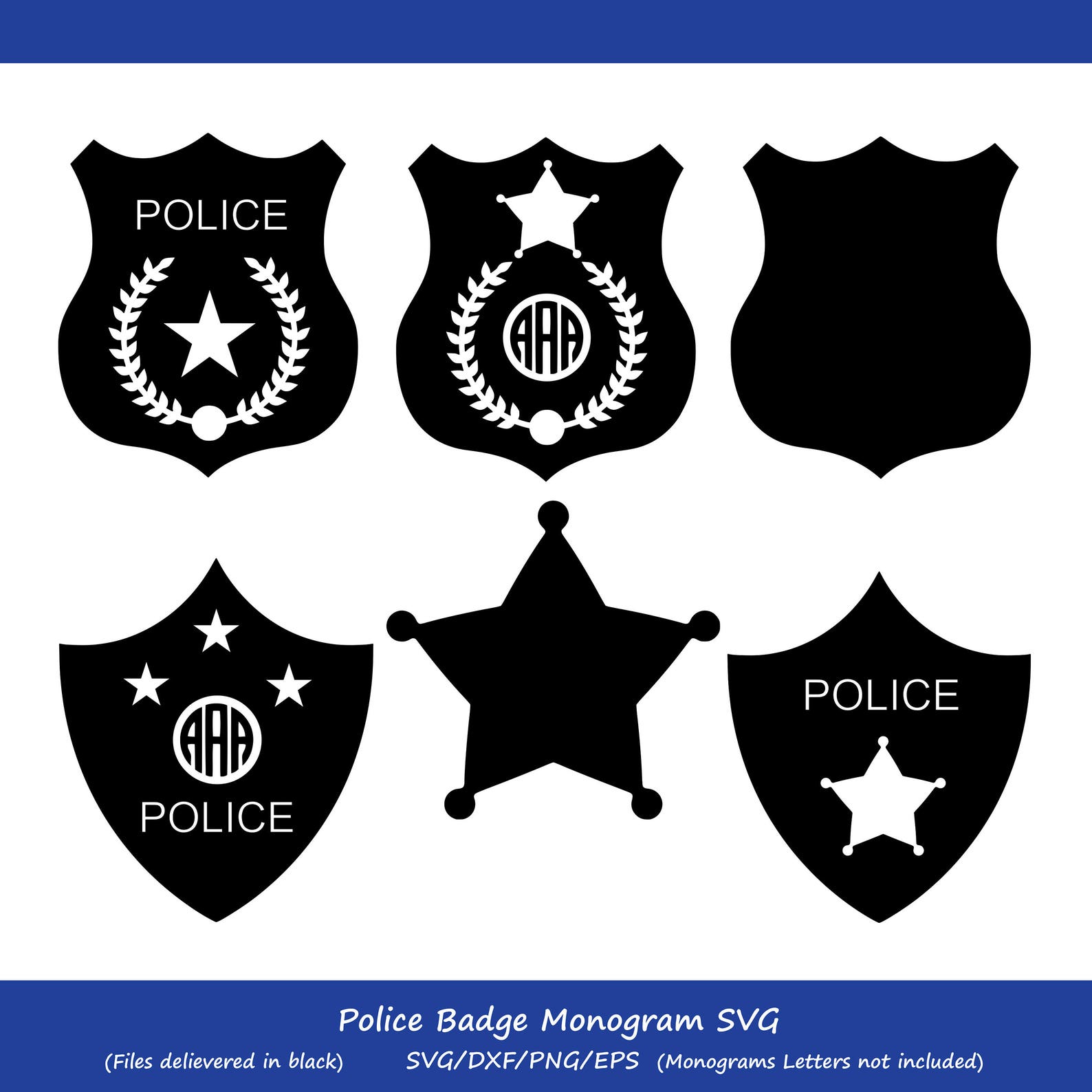 Police Badge SVG Police SVG Police Badge Monogram SVG - Etsy