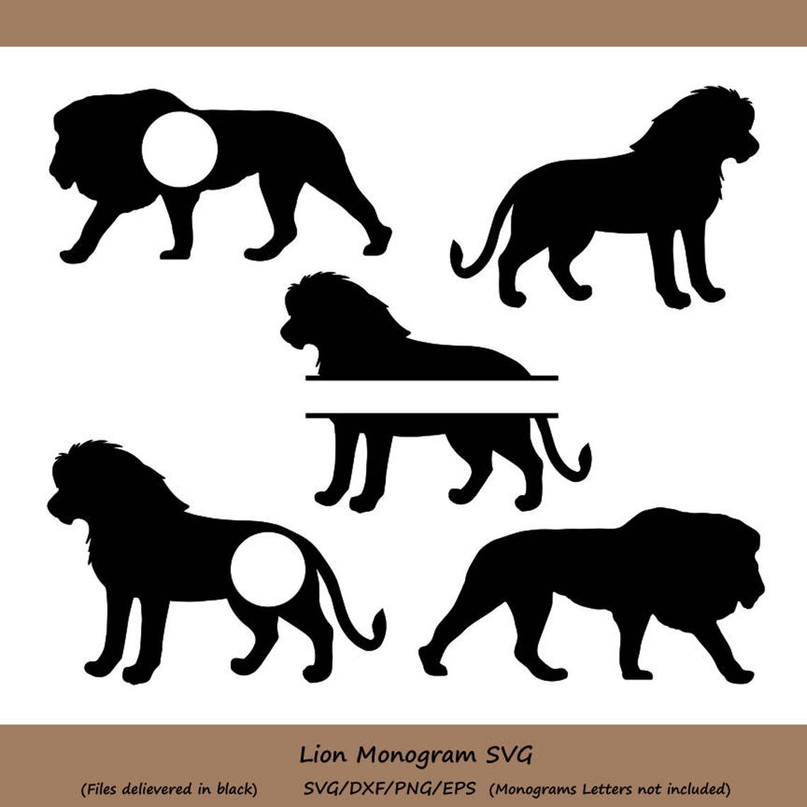 Lion SVG Lion Monogram Svg Lion Cut File Animal Svg Lion - Etsy