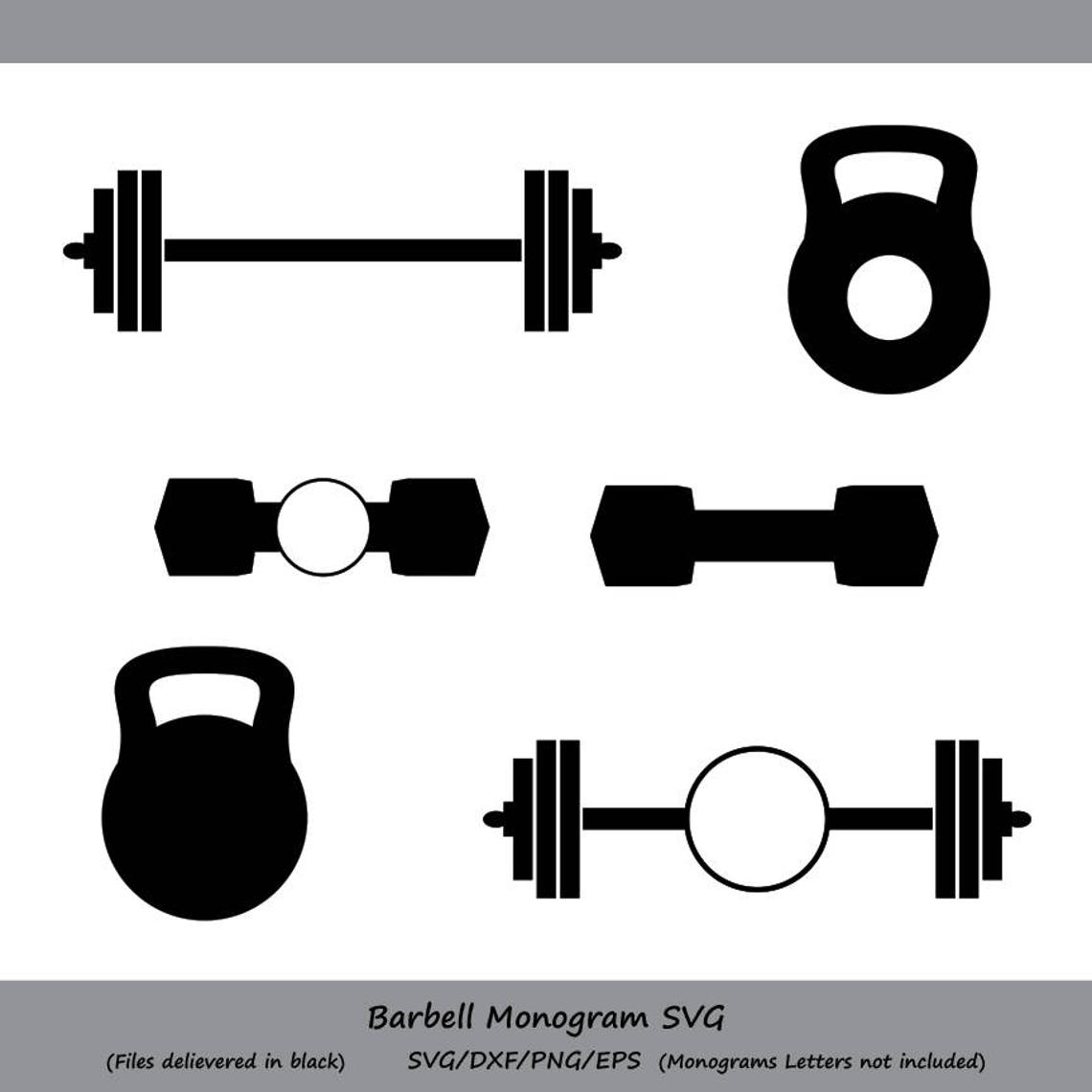 Barbell Svg Barbell Monogram Svg Dumbbell Svg Kettlebell - Etsy Canada