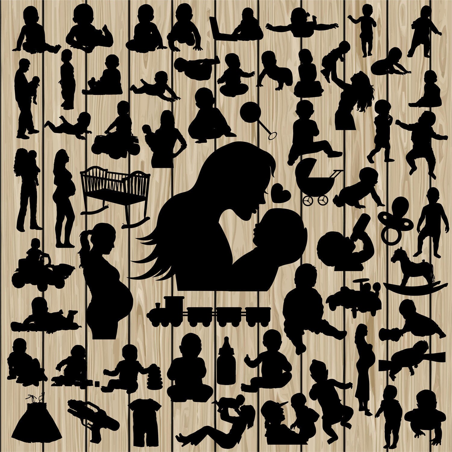 60 Baby SVG Baby silhouette Clipart Baby Cutting File Baby | Etsy