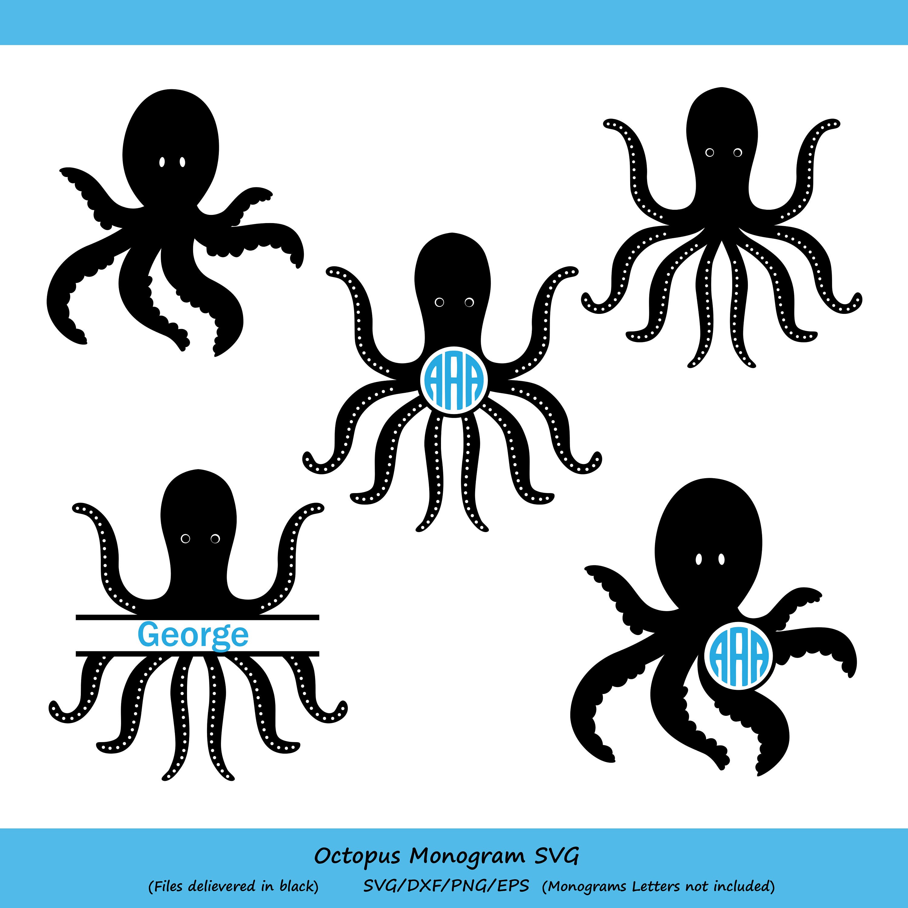 Octopus SVG octopus monogram svg Octopus DXF octopus svg | Etsy