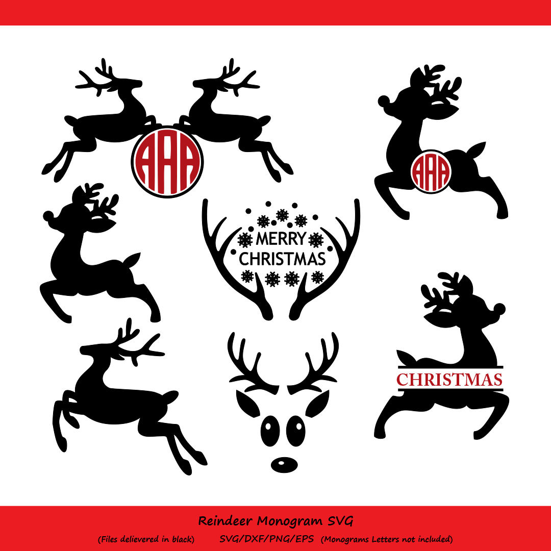 Reindeer svg Reindeer monogram svg Reindeer face Christmas | Etsy