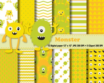 MONSTERS Digital Paper / Monsters Party Printables / 8 1/2 X - Etsy