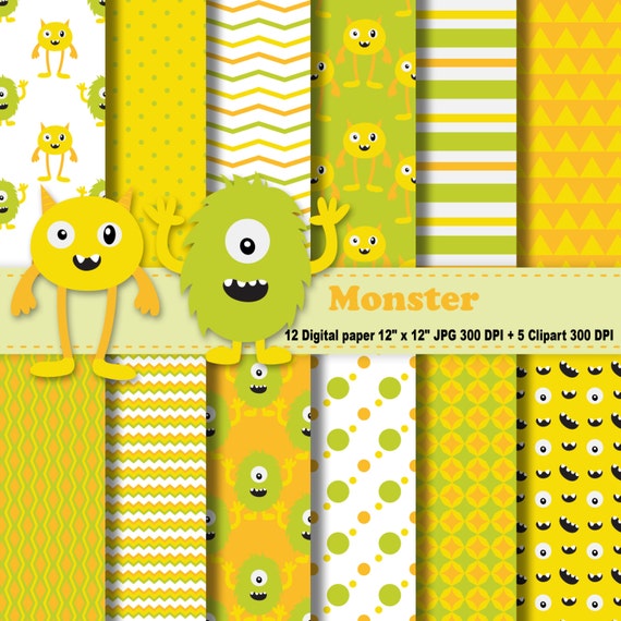 Monster digital Paper Monster Clipart Monster Party Monster | Etsy