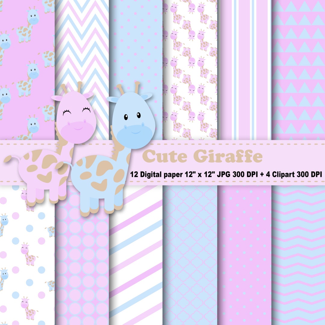 Giraffe Digital Paper, Giraffe Clipart, Animals, Jungle, Zoo, Safari ...