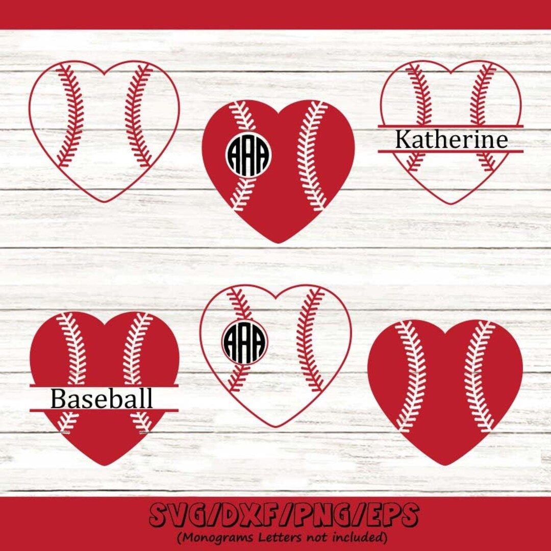 Baseball Heart Svg, Baseball Svg, Baseball Monogram Svg, Softball Svg ...