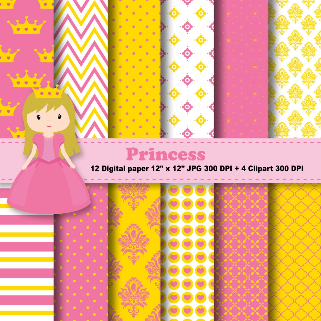 Princess Digital Paper, Princess Clipart, Fairytale, Girls Clipart ...