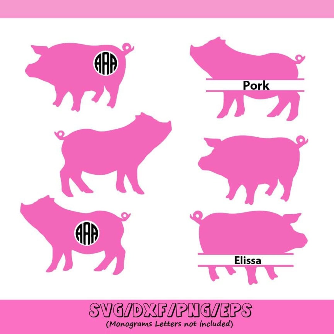 Pig SVG Cut File, Pig Monogram Svg, Silhouette Files, Cricut Files ...