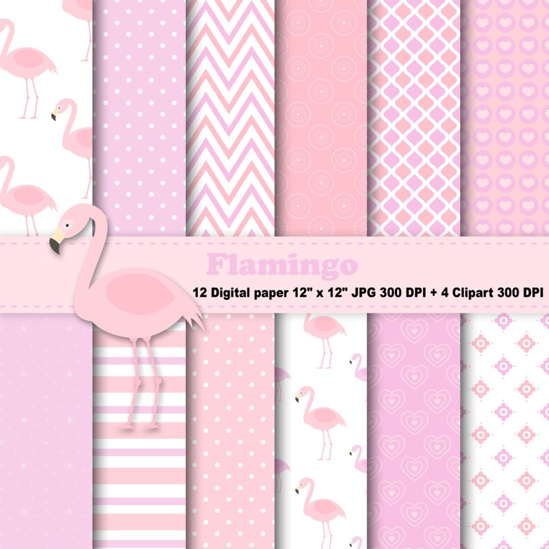 Flamingo Digital Paper Flamingo Clipart Digital - Etsy