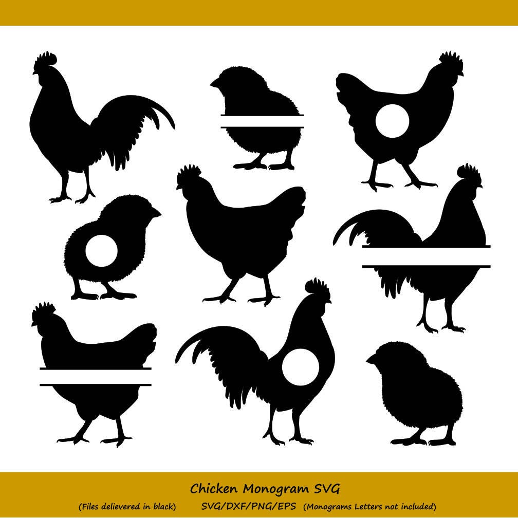 Chicken SVG Chicken Monogram Svg Rooster Svg Hen Svg - Etsy