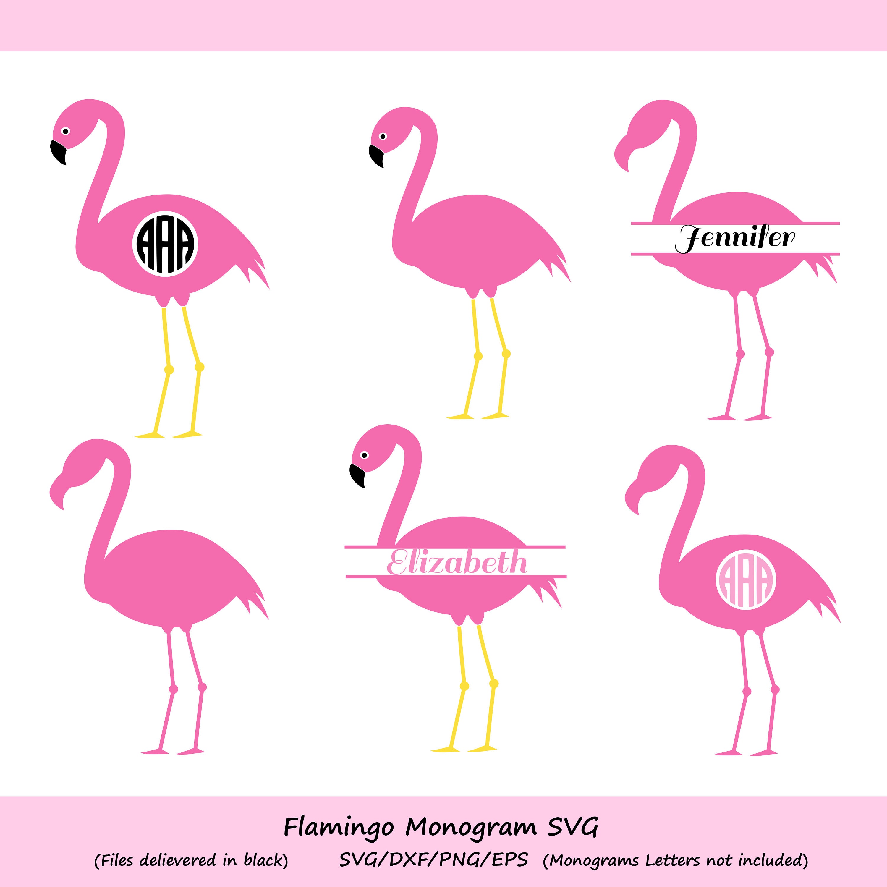 Flamingo SVG Flamingo Monogram SVG Flamingo Cut File Pink | Etsy