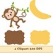 Monkey Digital Paper, Monkey Clipart, Banana, Jungle, Animals, Safari ...