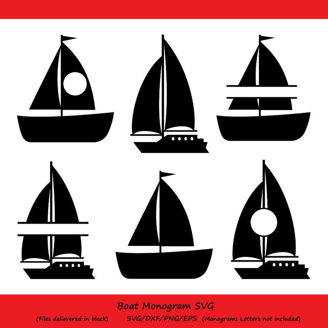 Boat SVG Cut Files Sailboat Monogram Svg Sailboat Svg Boat | Etsy