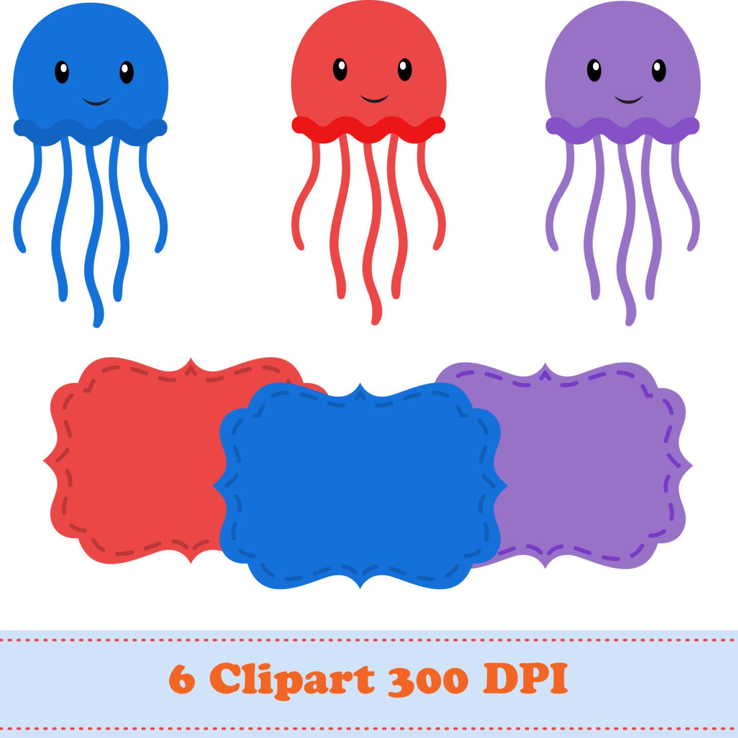 Jelly Fish Digital Paper Jelly Fish Clipart Sea Animals - Etsy