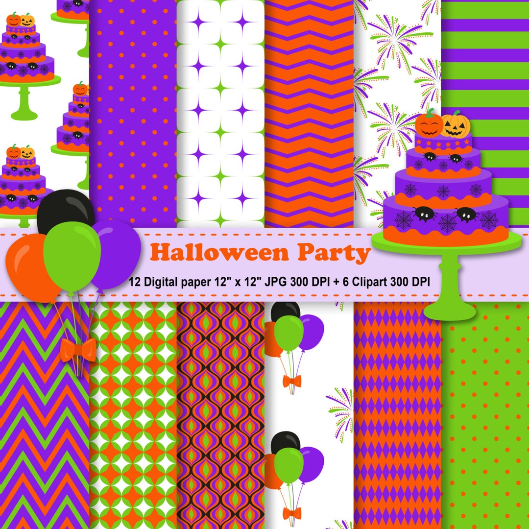 Halloween Digital Paper, Halloween Clipart, Halloween Party, Halloween ...