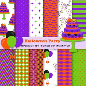 Halloween Digital Paper, Halloween Clipart, Halloween Party, Halloween ...