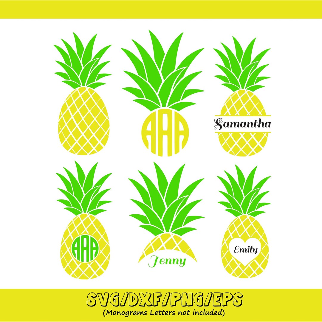 Pineapple SVG, Pineapple Monogram Frames, Silhouette SVG, Pineapple Cut ...