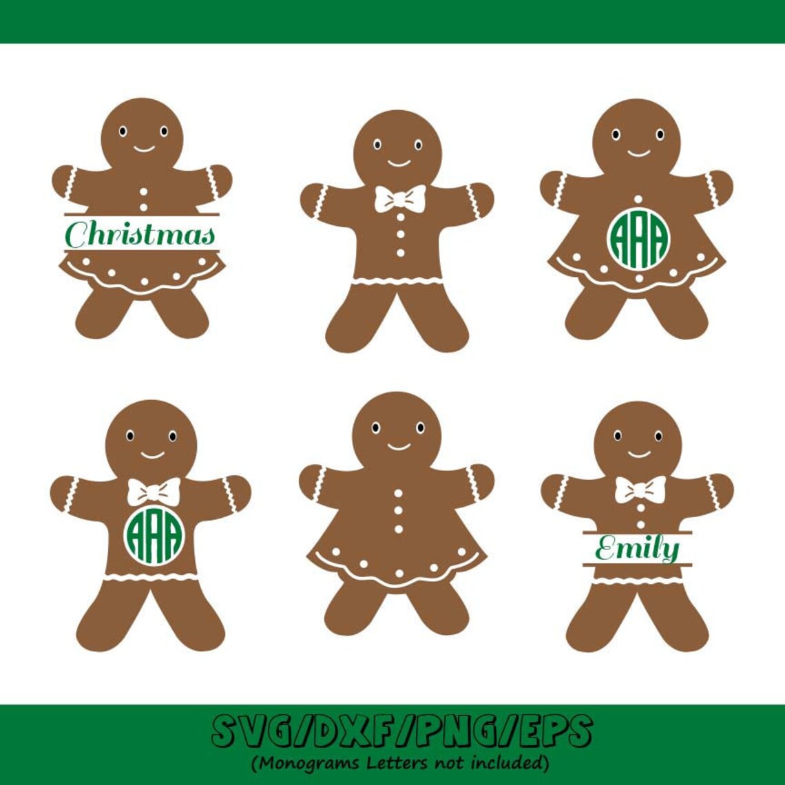 Gingerbread Man SVG Christmas SVG Gingerbread Monogram Svg - Etsy