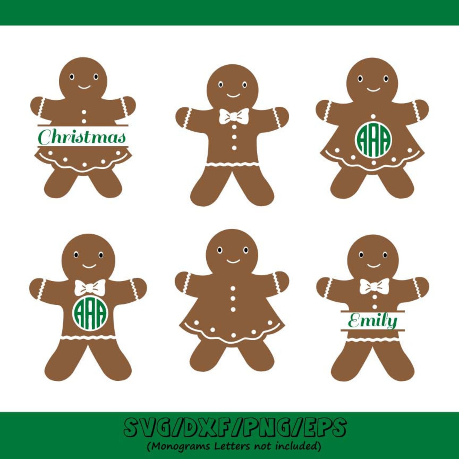 Gingerbread Man SVG Christmas SVG Gingerbread Monogram Svg - Etsy