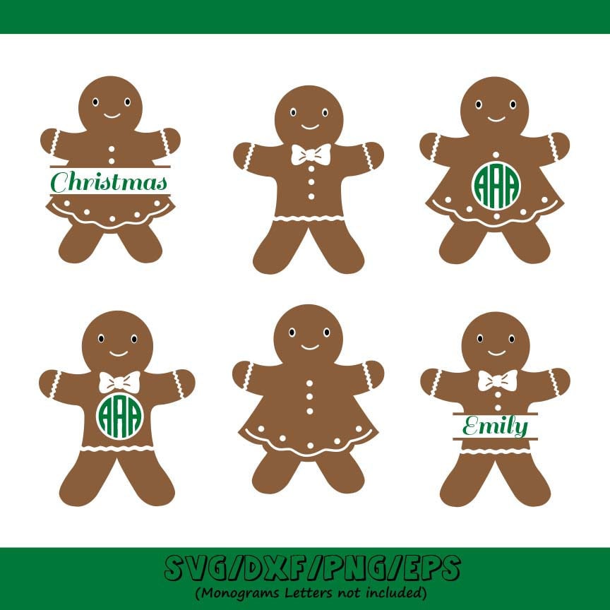 Gingerbread Man SVG Christmas SVG Gingerbread Monogram svg | Etsy