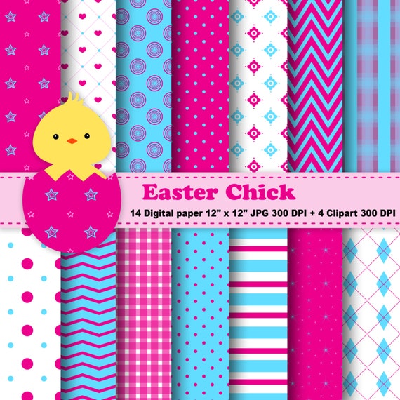 Easter Digital Paper Easter Clipart Chicken Eggs Spring | Etsy