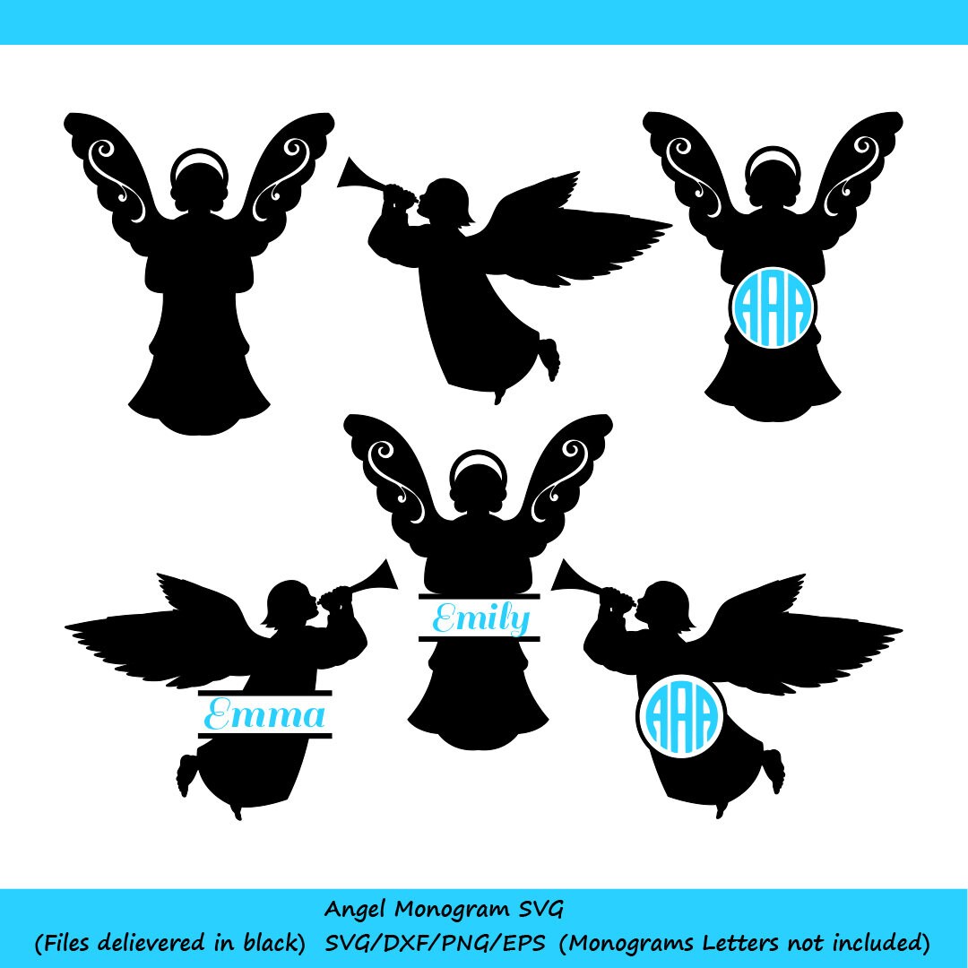 ANGEL SVG File, Christmas Angel Svg, Angel Monogram Svg, Christmas Svg ...