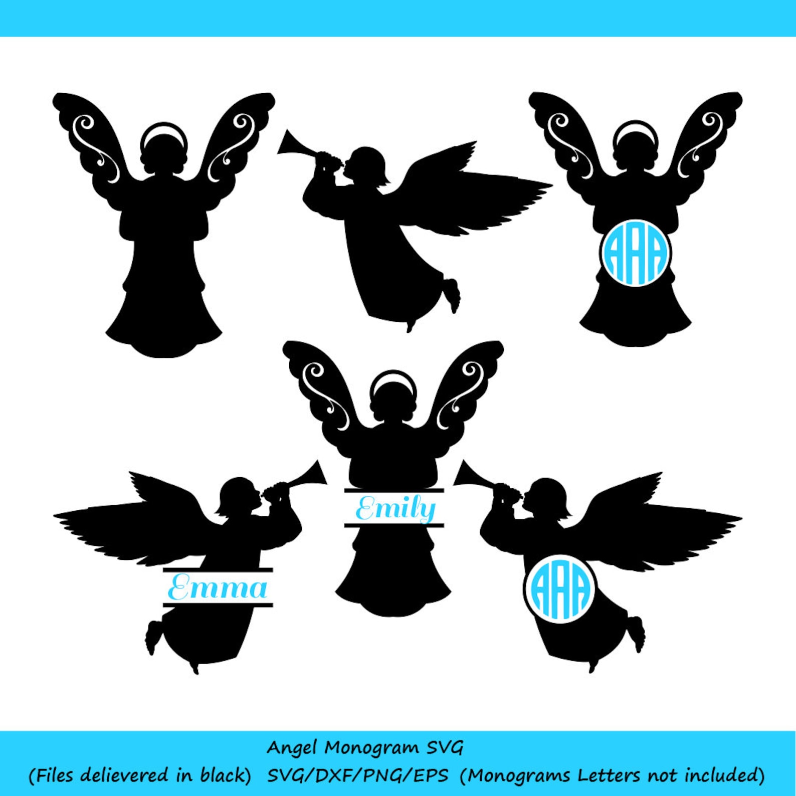 ANGEL SVG File Christmas Angel Svg Angel Monogram Svg - Etsy UK
