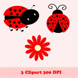 Ladybug Digital Paper, Ladybug Clipart, Flowers, Polka Dots, Chevron ...