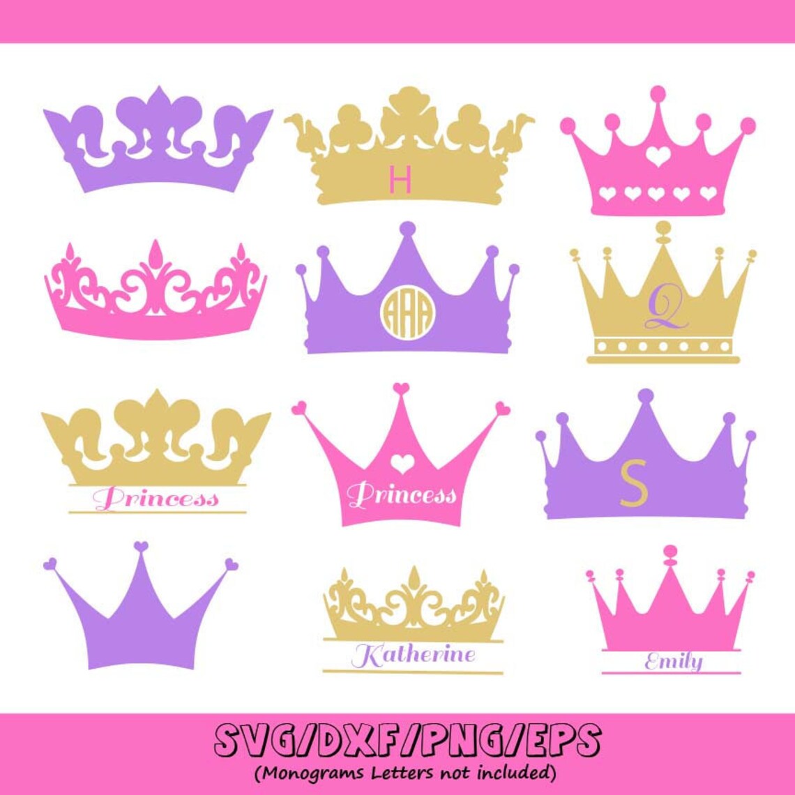 Crown Svg Crown Monogram Svg Princess Crown Svg Crowns Svg | Etsy