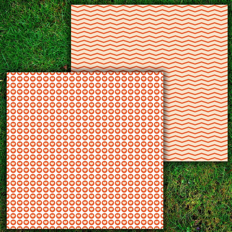 Fox Digital Paper Fox Clipart Hearts Polka Dot Chevron - Etsy