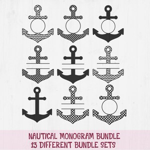 Nautical Monogram SVG Bundle, 13 Packs Contain More Than 82 Cutting ...