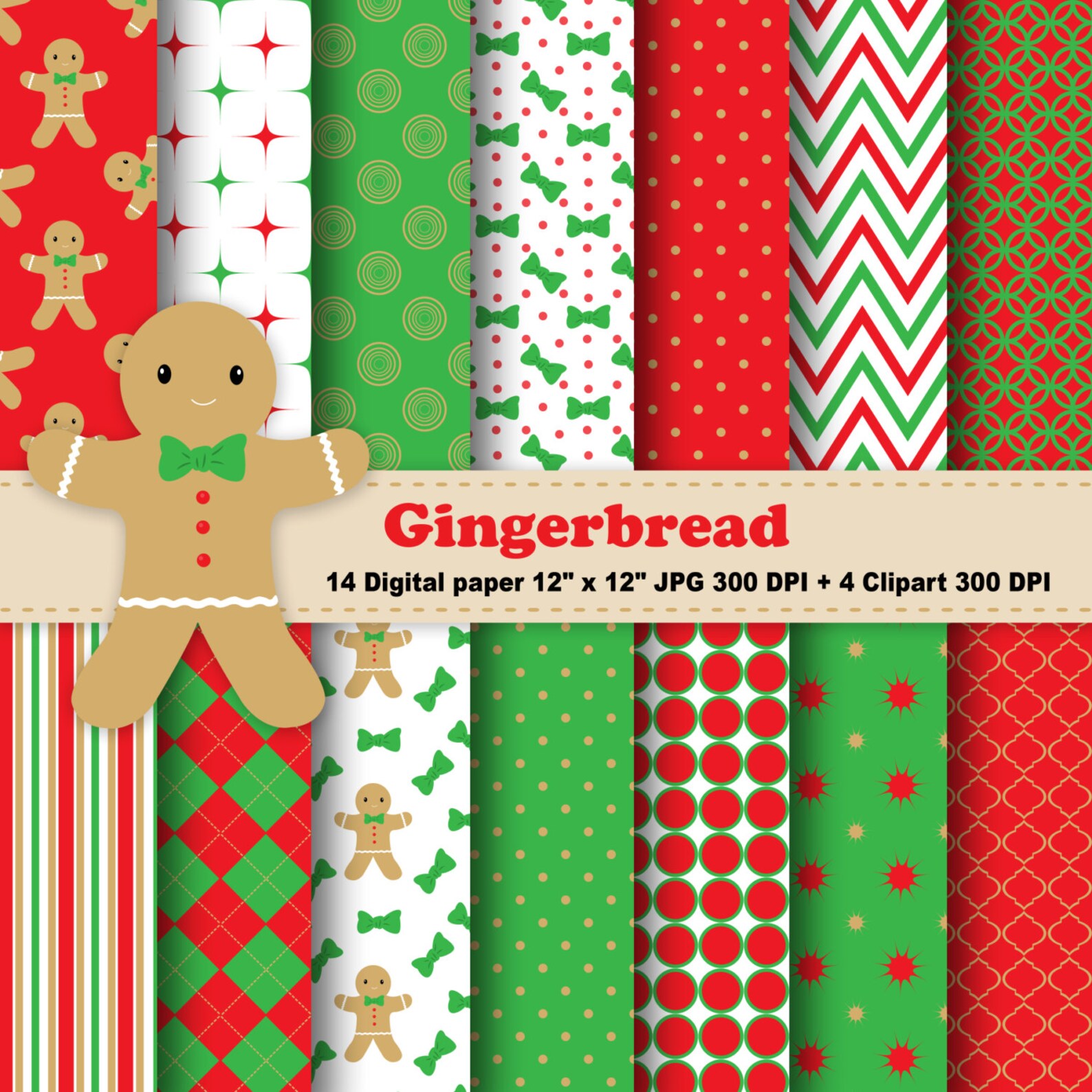 Gingerbread Digital Paper Gingerbread Clipart Christmas - Etsy