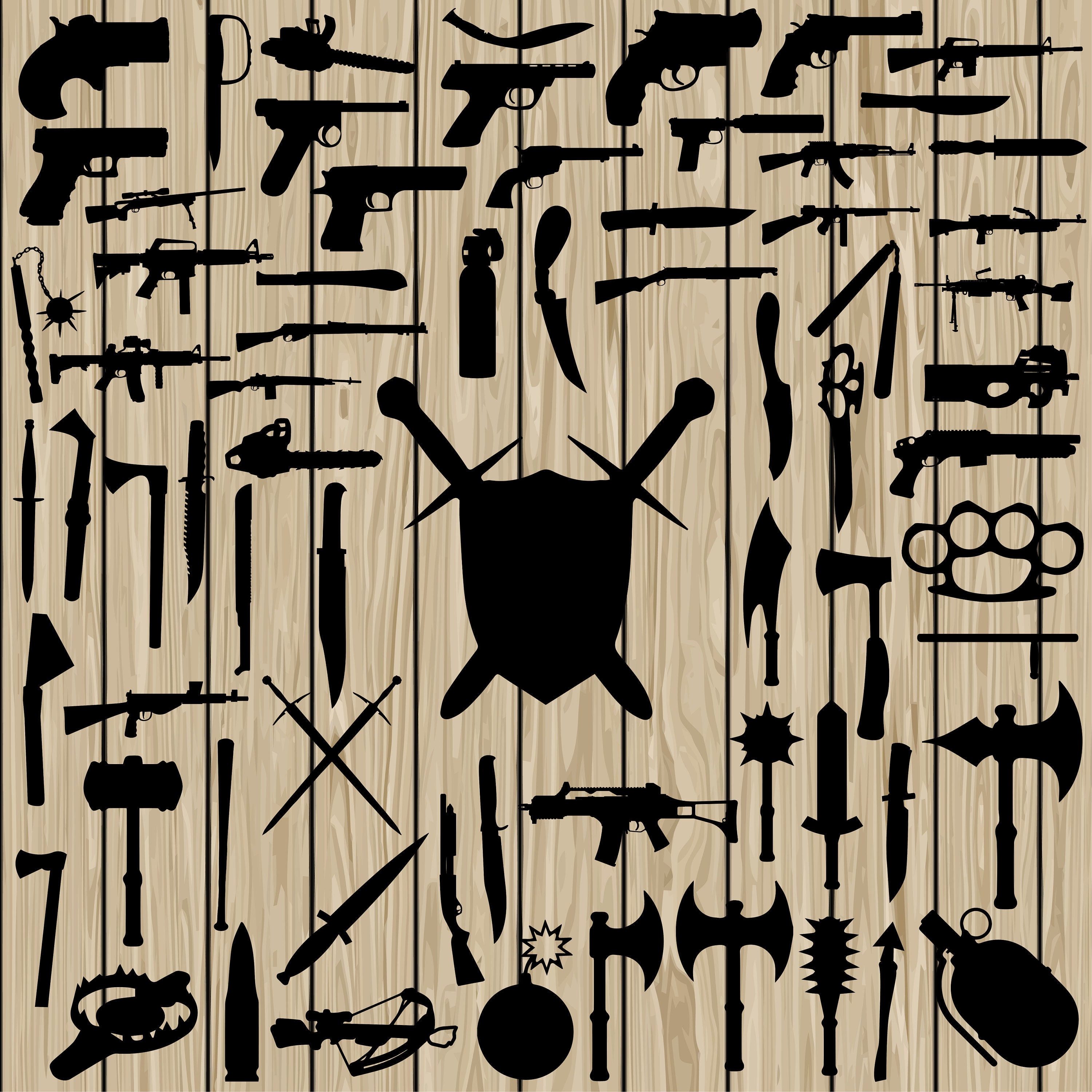 70 Weapon SVG, Gun SVG, Sword SVG, Machine Gun Svg, Weapon Silhouette ...