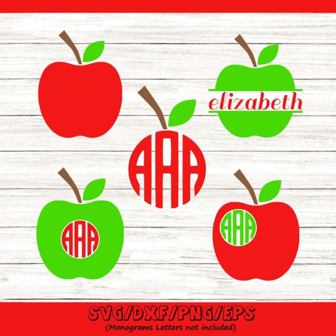 Apple SVG Monogram Apple SVG Frames PNG Eps Dxf Circle - Etsy